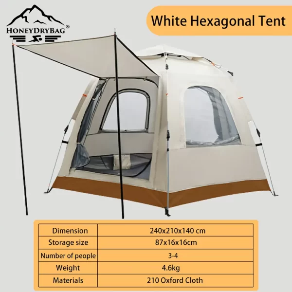 Instant Hexagonal Camping Tent with Flaps | HoneyDryBag